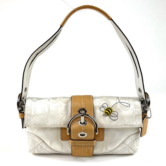 Coach | Bags | Coach Soho White Optic Signature Bee Appliqu Small Flap ...